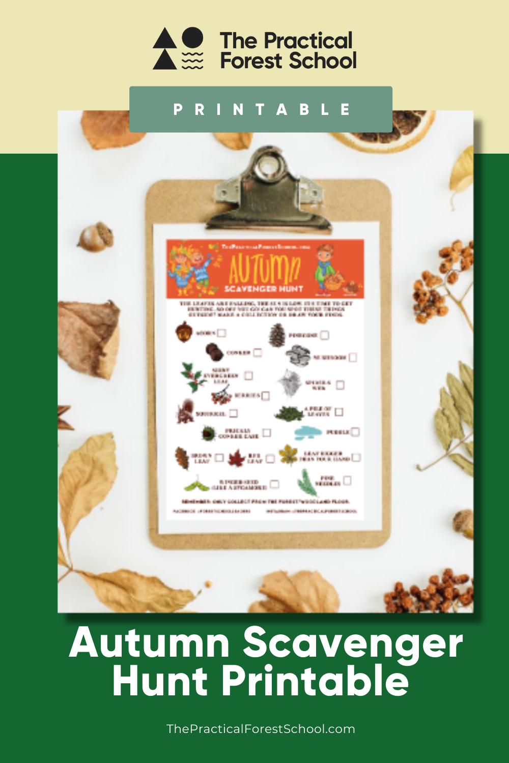 Autumn/Fall Outdoor Scavenger Hunt with free printable